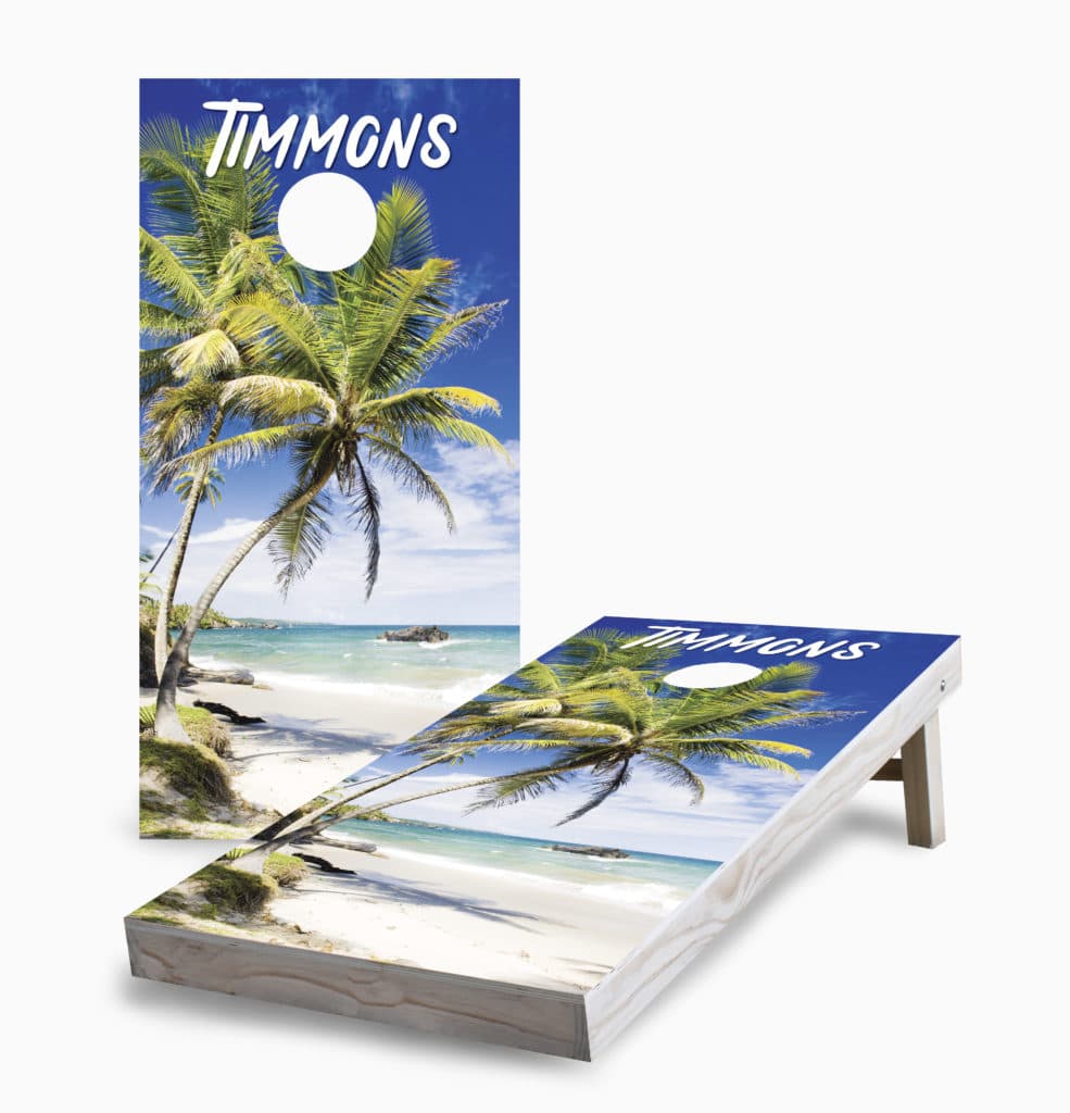 Personalized Palm Tree Beach Cornhole Game