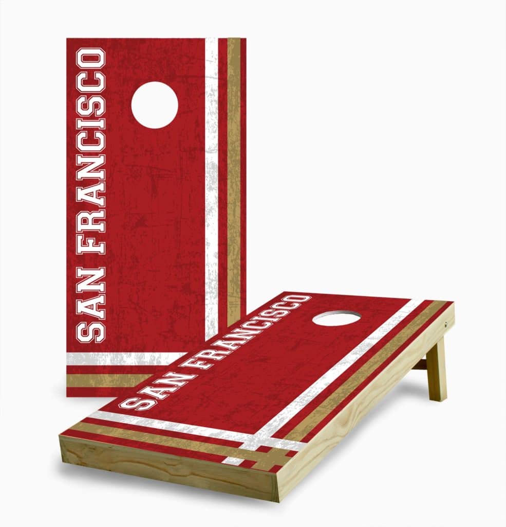 San Francisco 49ers Cornhole Game - 4 Stripe | Board & Bags